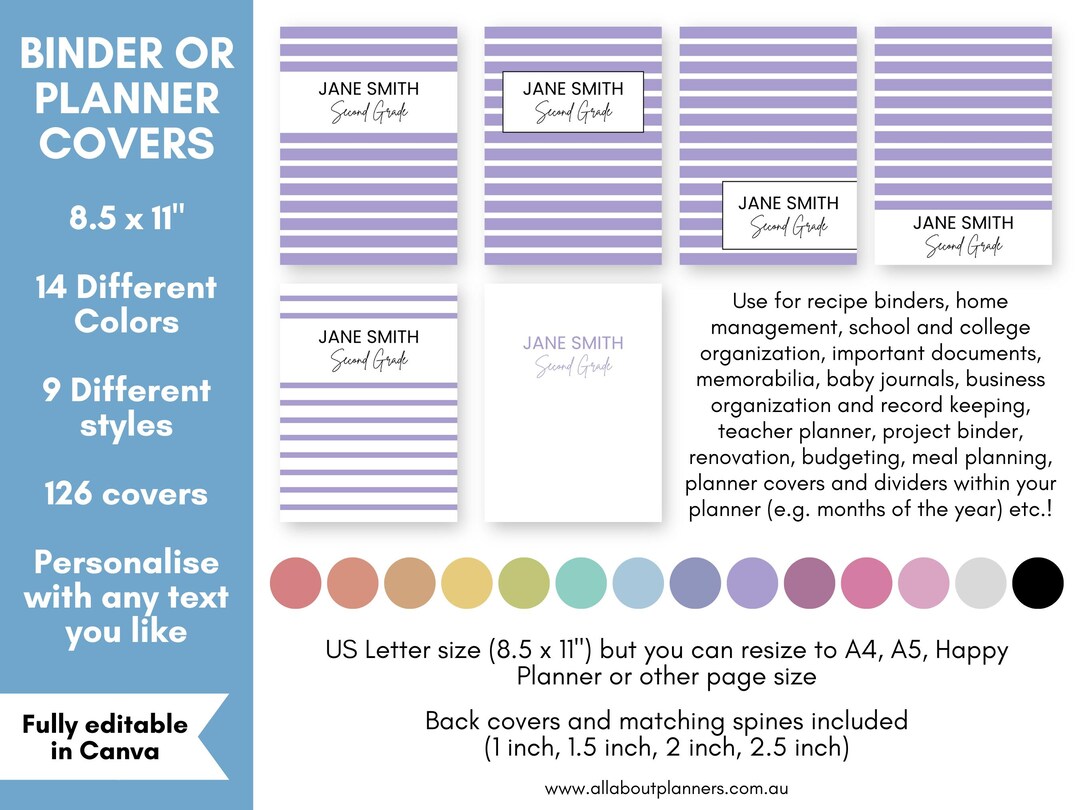 Binder Cover Planner Cover Notebook Recipe Dividers Monthly Dividers ...