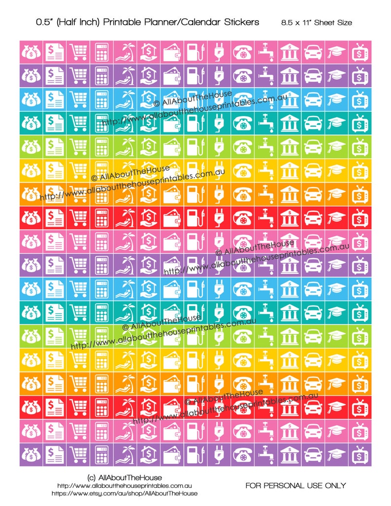 Money Planner Stickers Icon Bills Payday Mortgage Student Loan Reminder ...