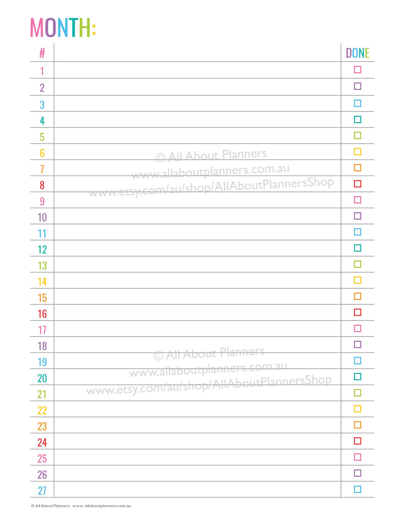 Editable Monthly Planner List Calendar Insert Refill Goals Monday Start ...
