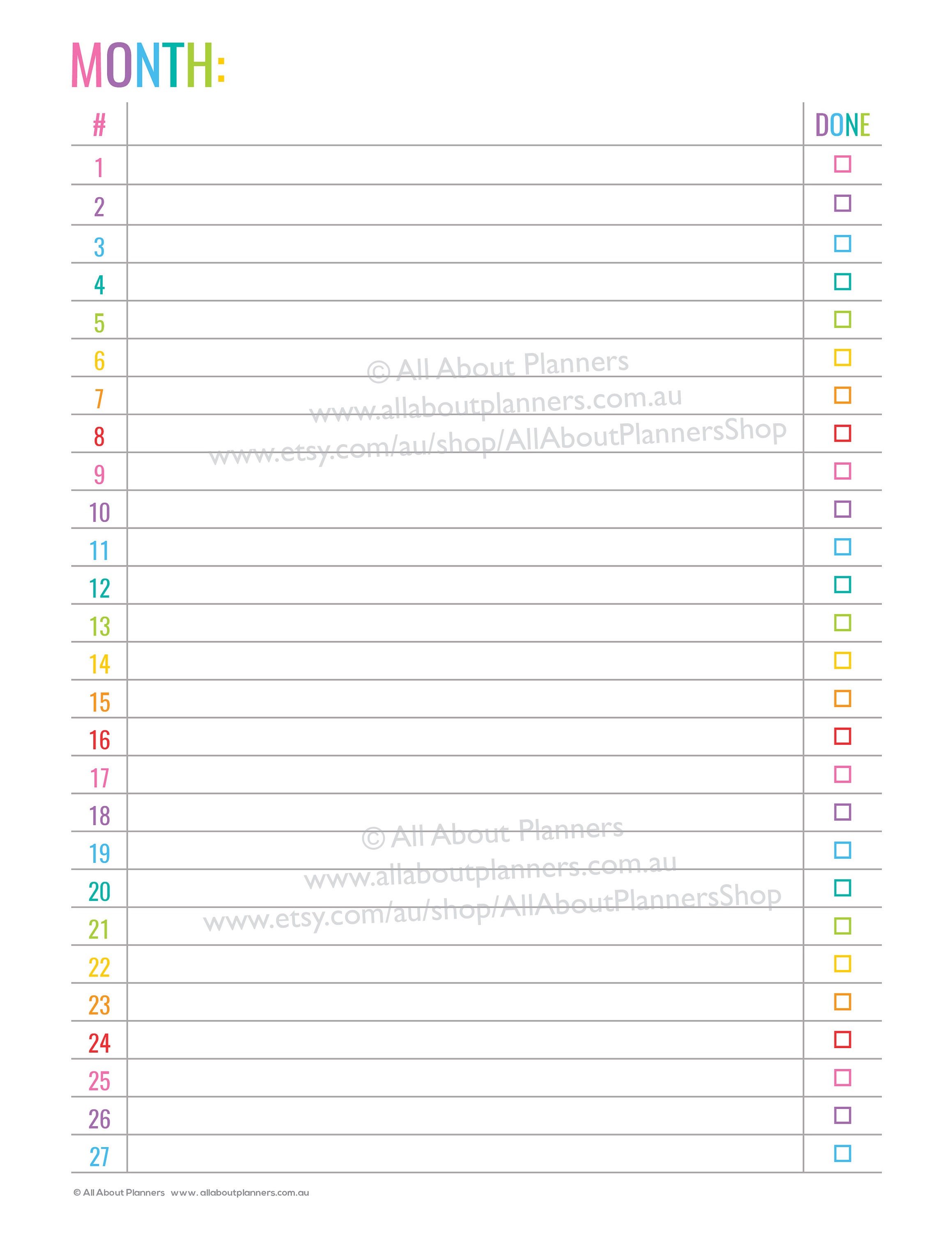 Editable Monthly Planner List Calendar Insert Refill Goals | Etsy