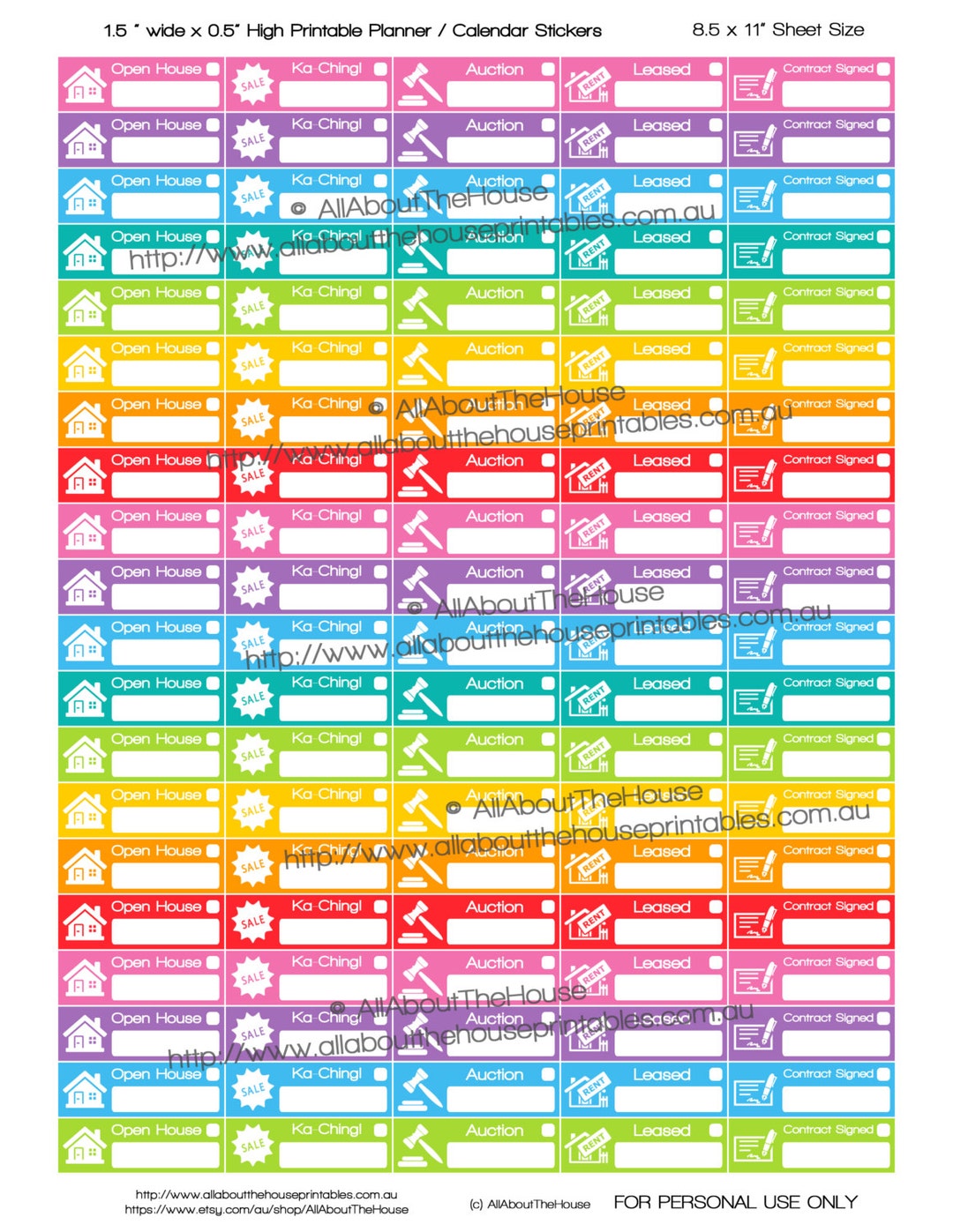 Real Estate Agent Planner Stickers Printable Open House, Contract ...