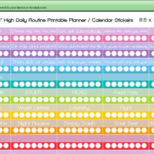 Habit Planner Stickers Printable Daily Weekly Routine - Etsy