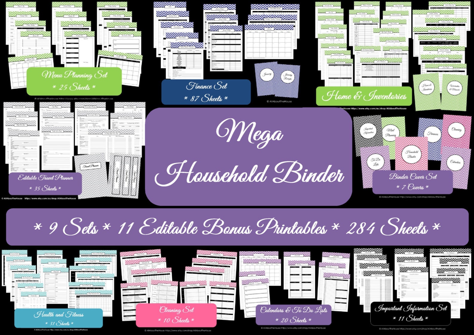 Household Binder Printables Home Binder Cover Organisation | Etsy