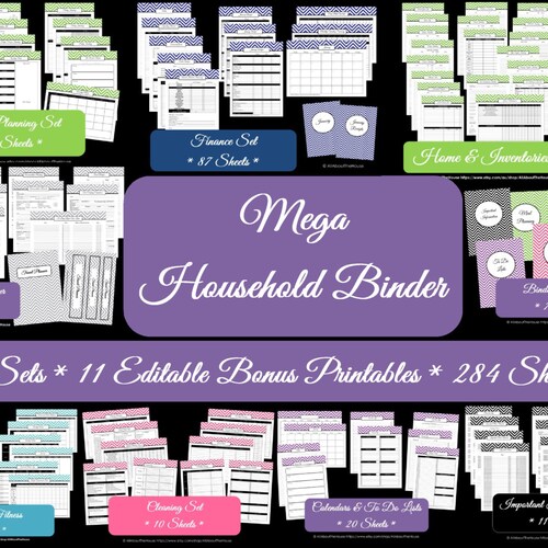 EDITABLE Household Binder Printables Home Binder Cover - Etsy