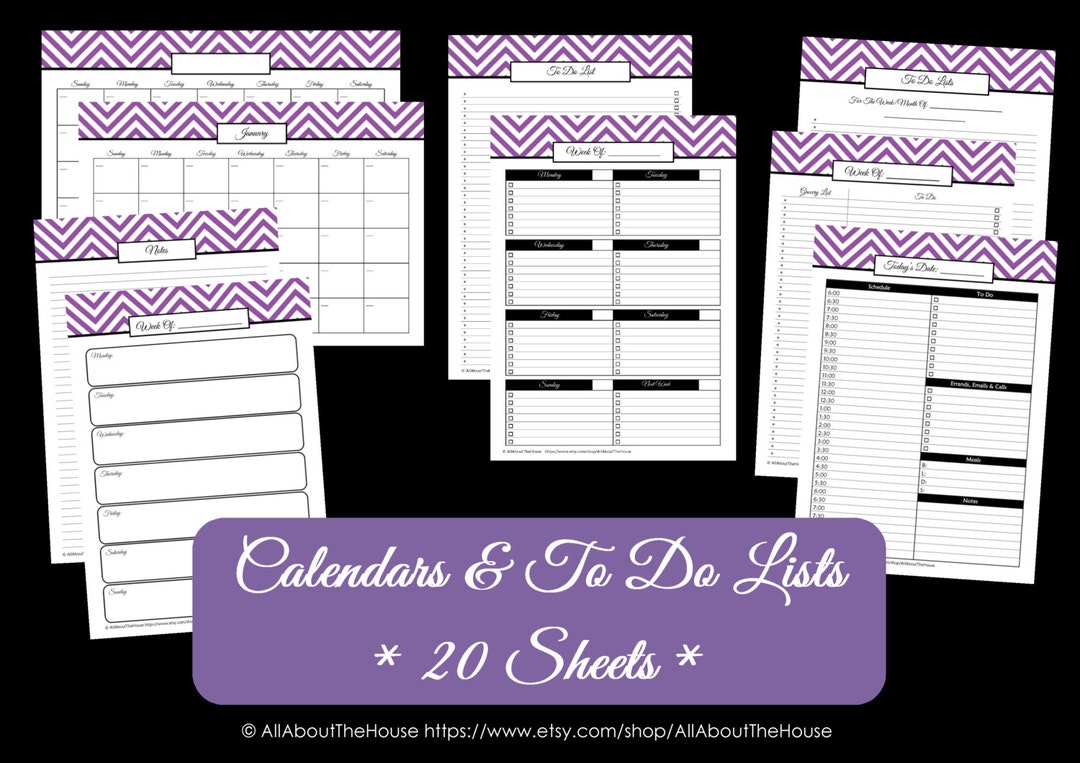 PURPLE - to Do List and Calendar Set-perpetual Calendar-household ...