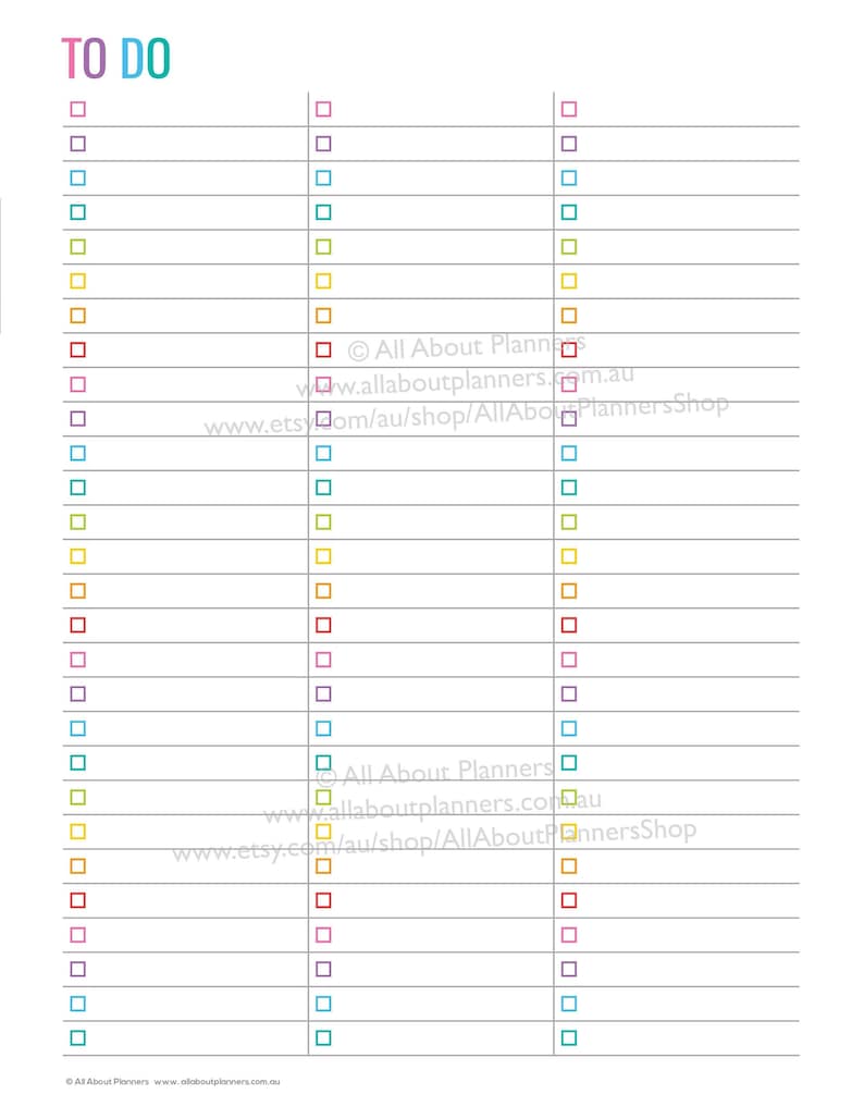 Checklist Editable Printable Planner Insert List Refill Travel - Etsy