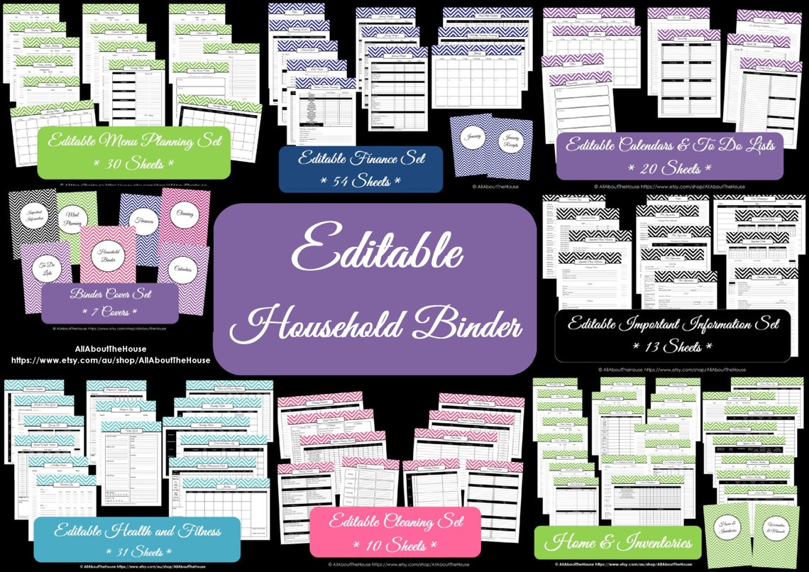 Household Binder Printables Home Binder Cover Organisation - Etsy