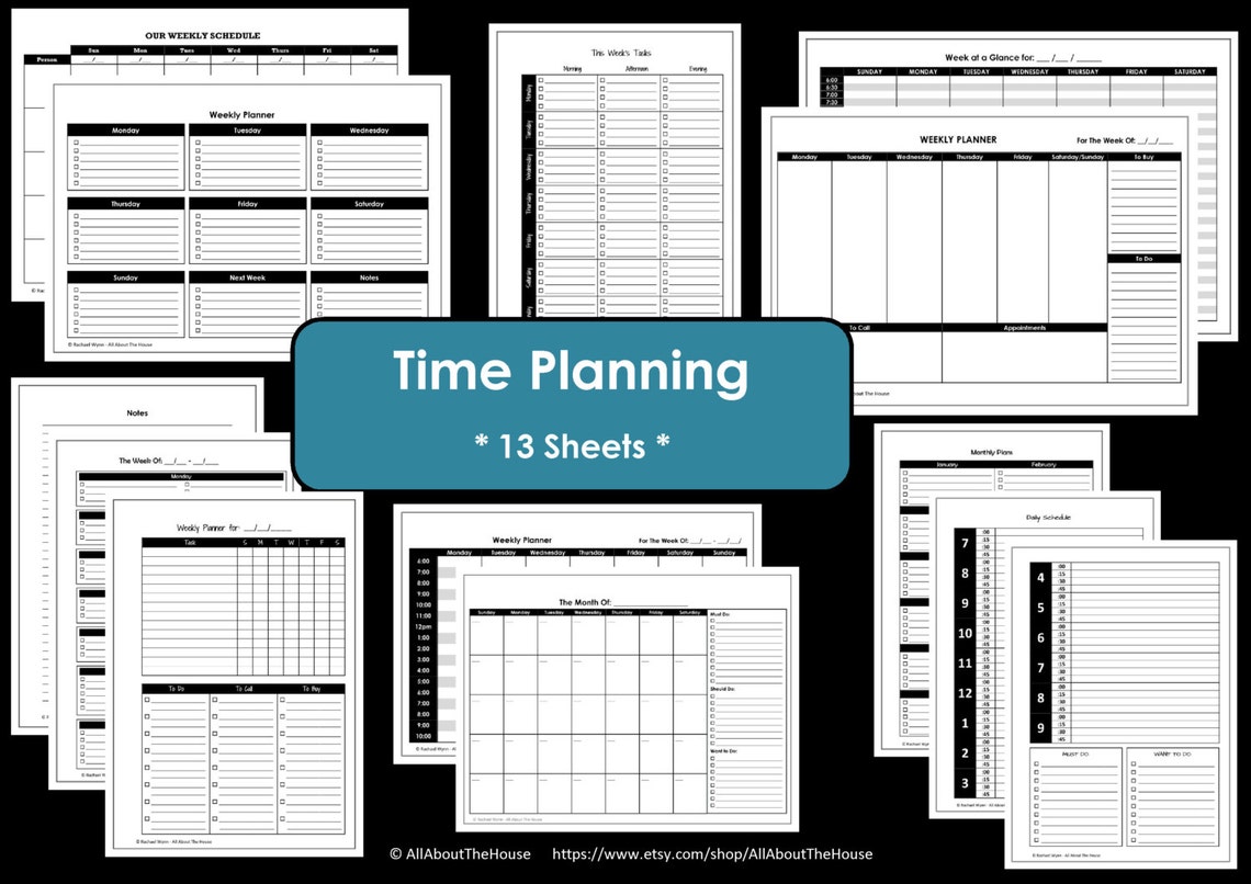 Time Planning Printables Time and Home Organisation | Etsy