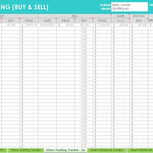 Stocks Tracking Spreadsheets Shares Watch List Research Analysis ...