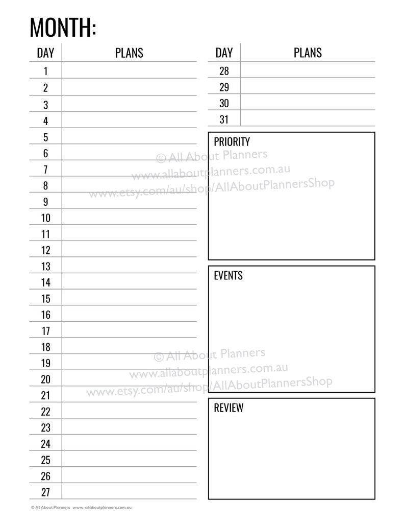 Project Planner Printable Monthly Tasks Checklist to Do - Etsy