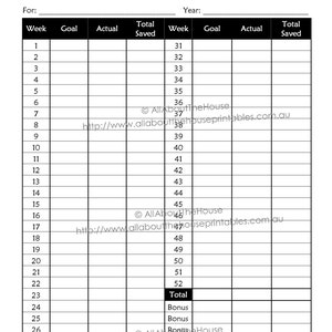 Printable Editable 52 Week Savings Tracker - Budget Binder Chevron ...