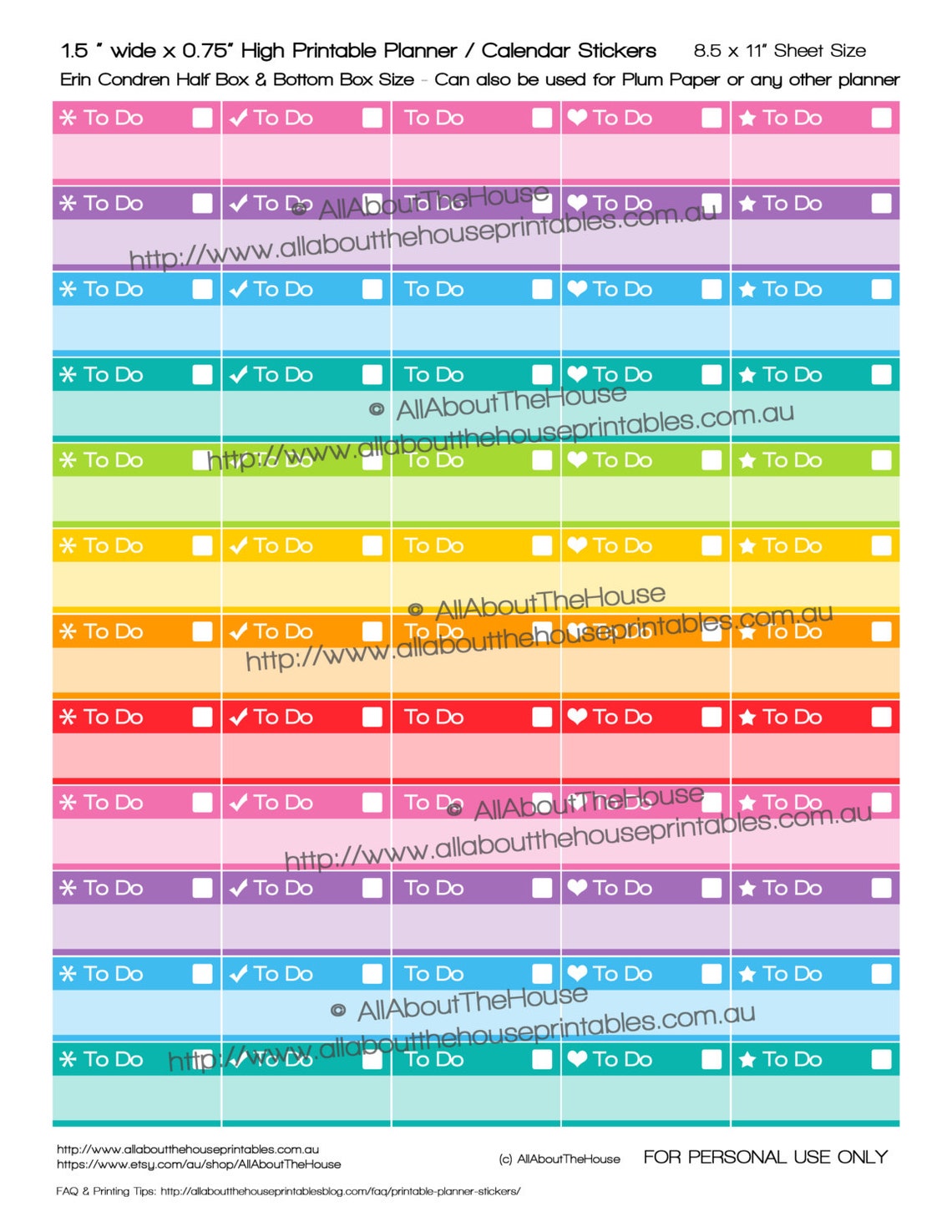 To Do Printable Planner Stickers List Checklist Most Important | Etsy