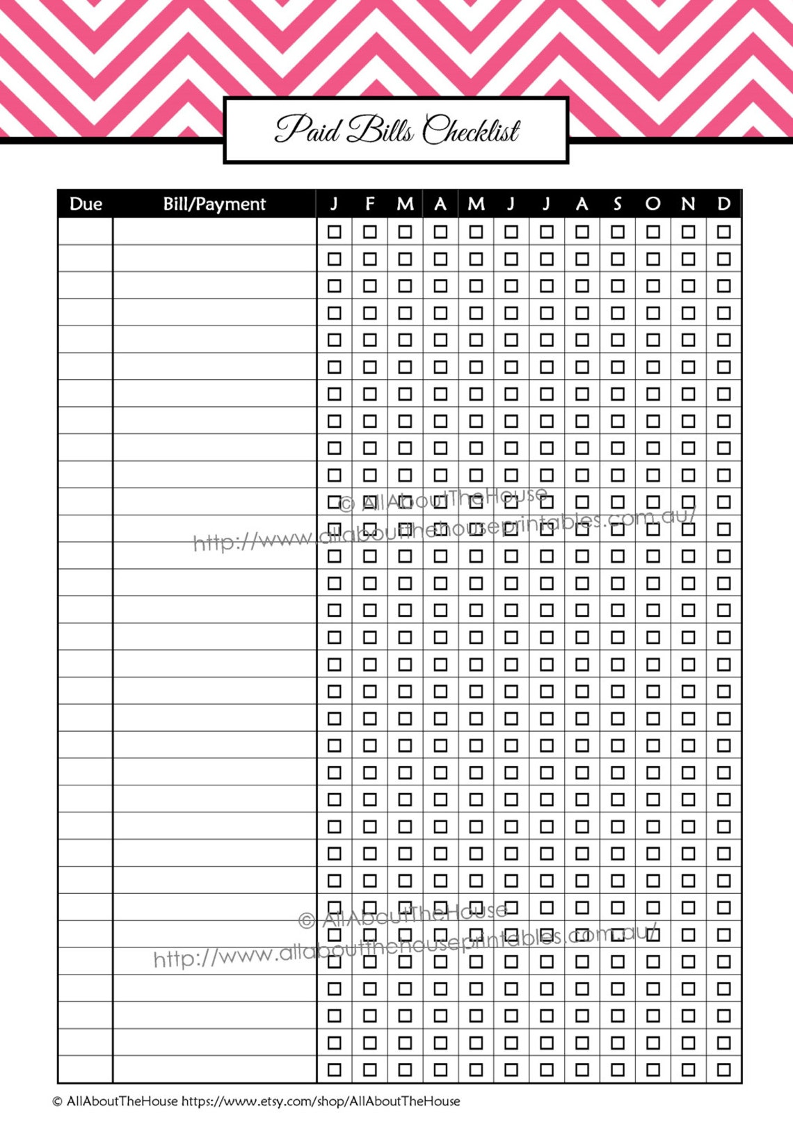 Bill Printable Chevron Budget Planner Finance Binder Organization PDF ...