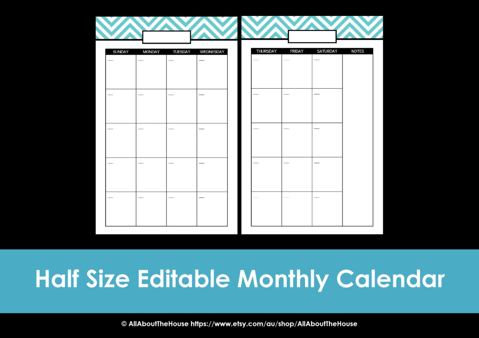 Printable Calendar 2 Page Month Printable US Letter & Half - Etsy Australia