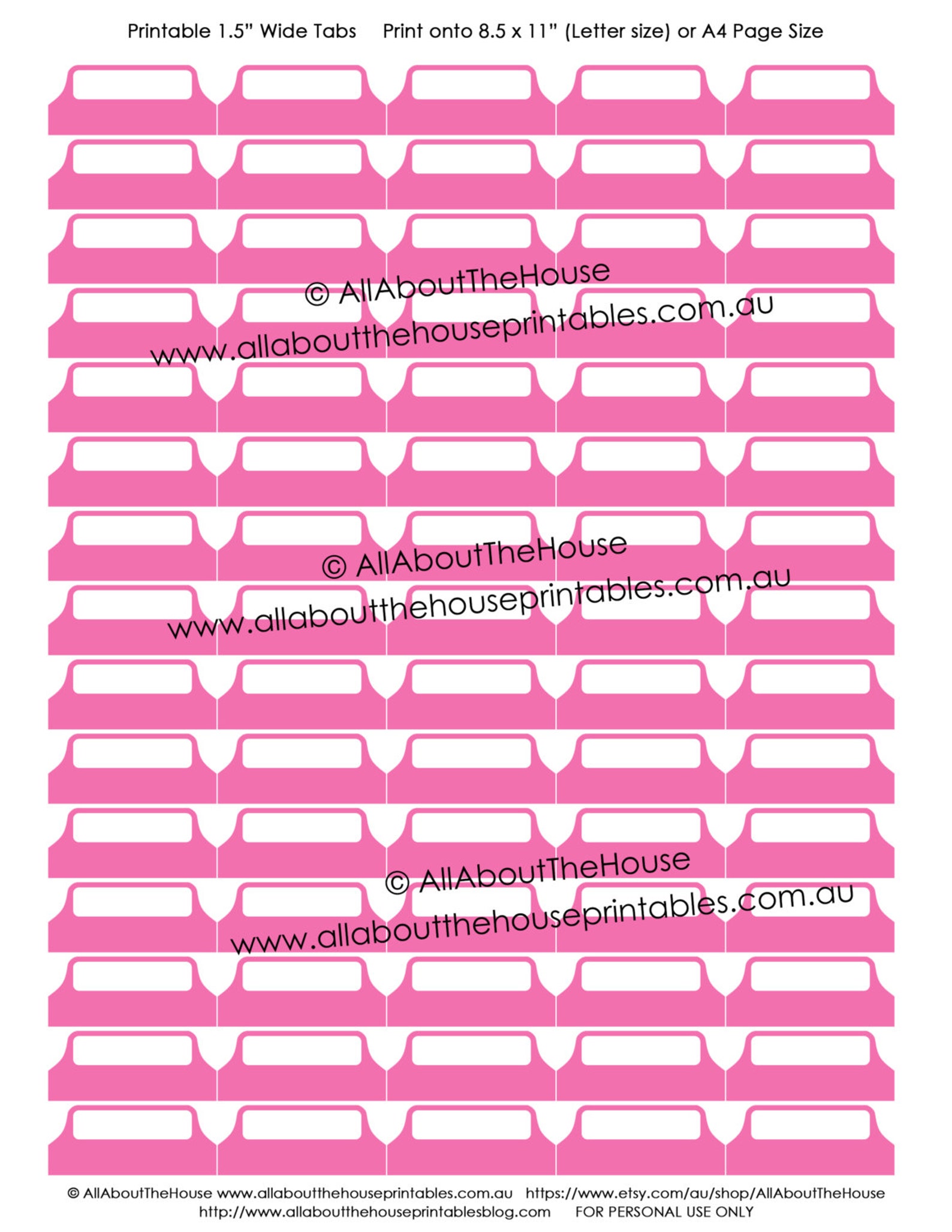 Printable Planner Tab Template for Planners Household Binder - Etsy