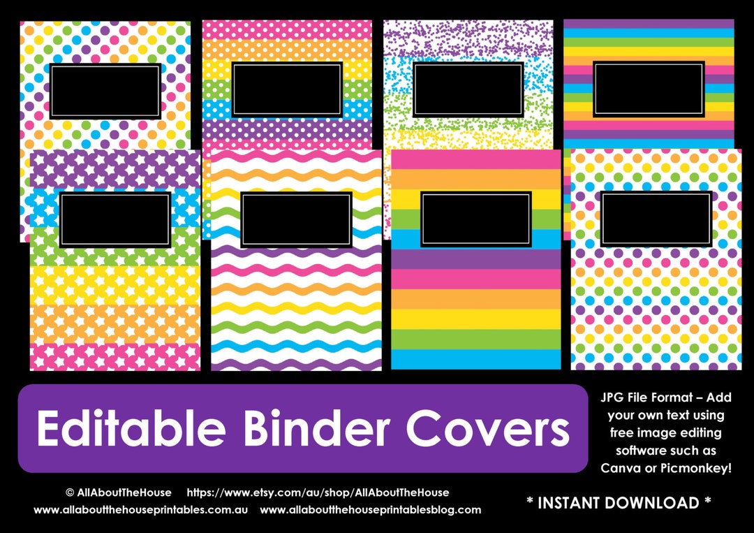 EDITABLE Printable Binder Cover Notebook Planner Cover School Recipe ...