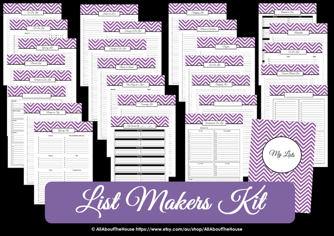 EDITABLE List Makers Kit - Chevron Printable - PDF - Printable Planner ...