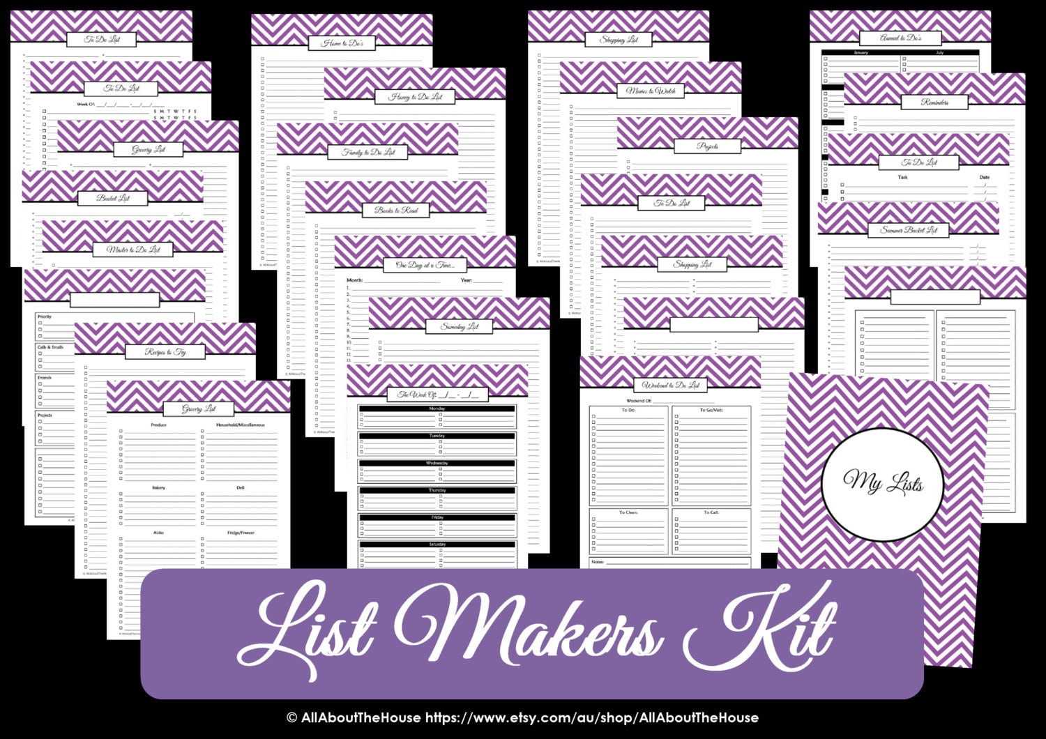 EDITABLE List Makers Kit Chevron Printable PDF Printable Planner to Do ...