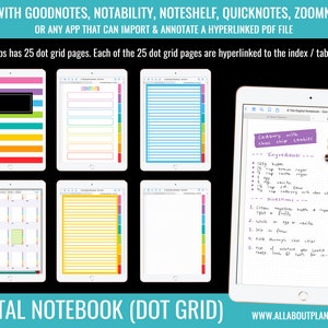 Goodnotes Digital Bullet Journal Notebook Dot Grid 8 Subject Tabs ...