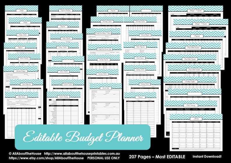 EDITABLE PINK Budget Binder Printable Household Binder Chevron Debt ...
