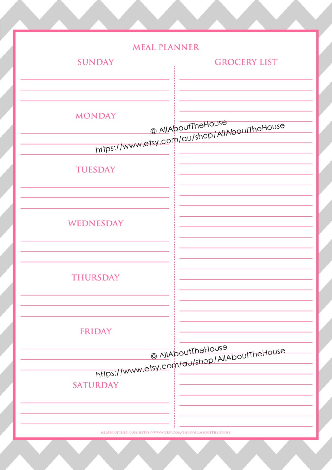 EDITABLE Meal Planner Grocery List Weekly Meal Planner Menu Planning ...