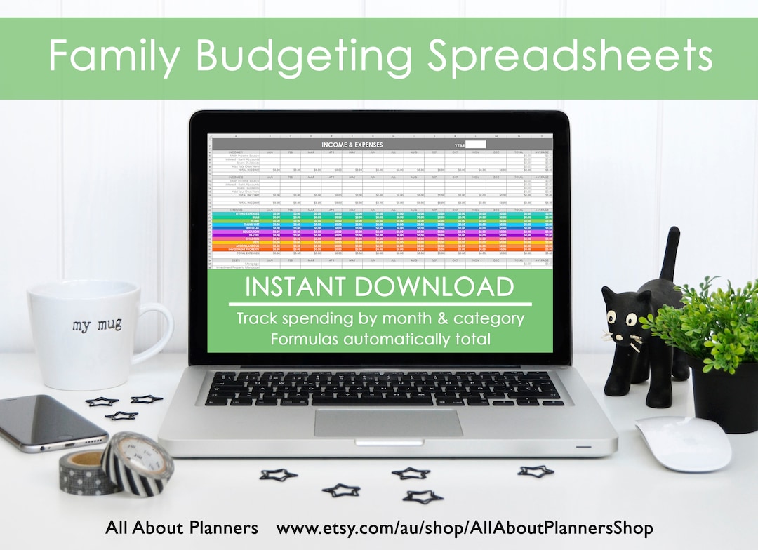 Family Budgeting Excel Spreadsheets Income Expenses Tracking Finance ...