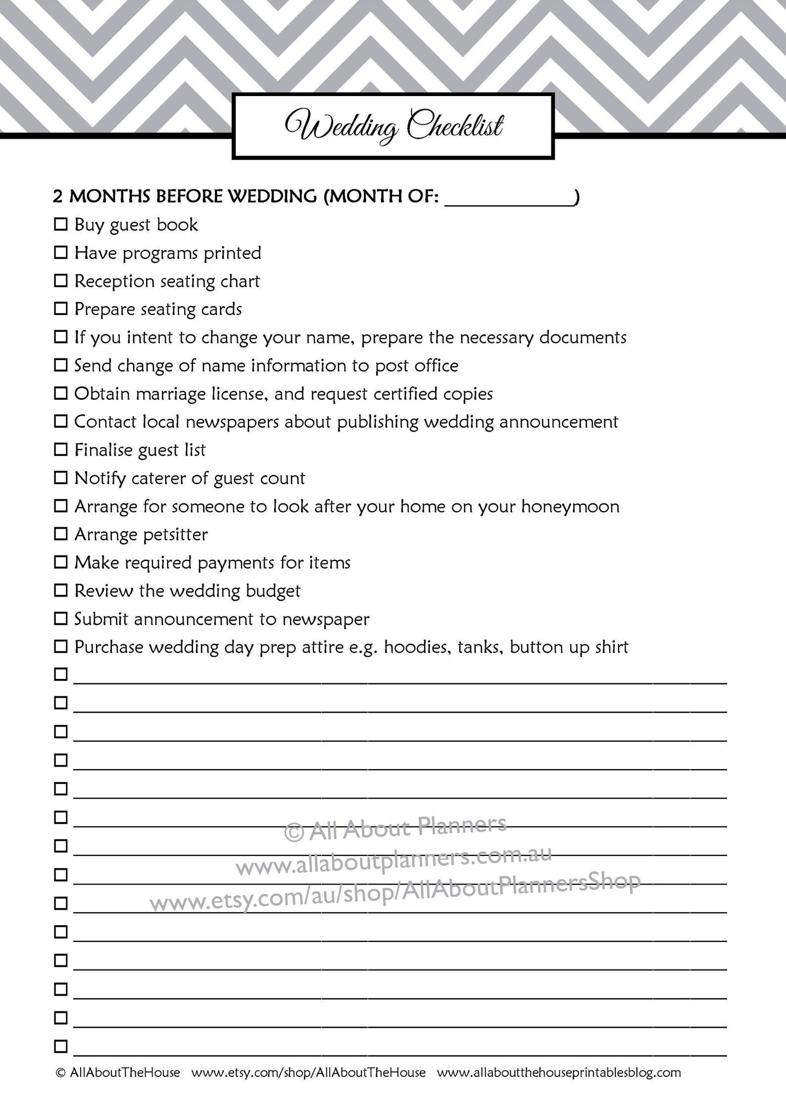 Wedding Checklist Countdown Printable Planner Editable - Etsy Australia