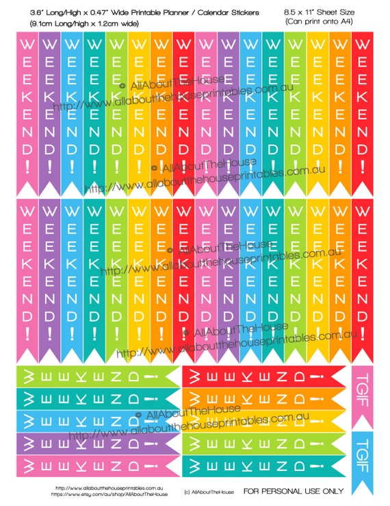 Weekend planner stickers made for Erin Condren Horizontal Planner ...