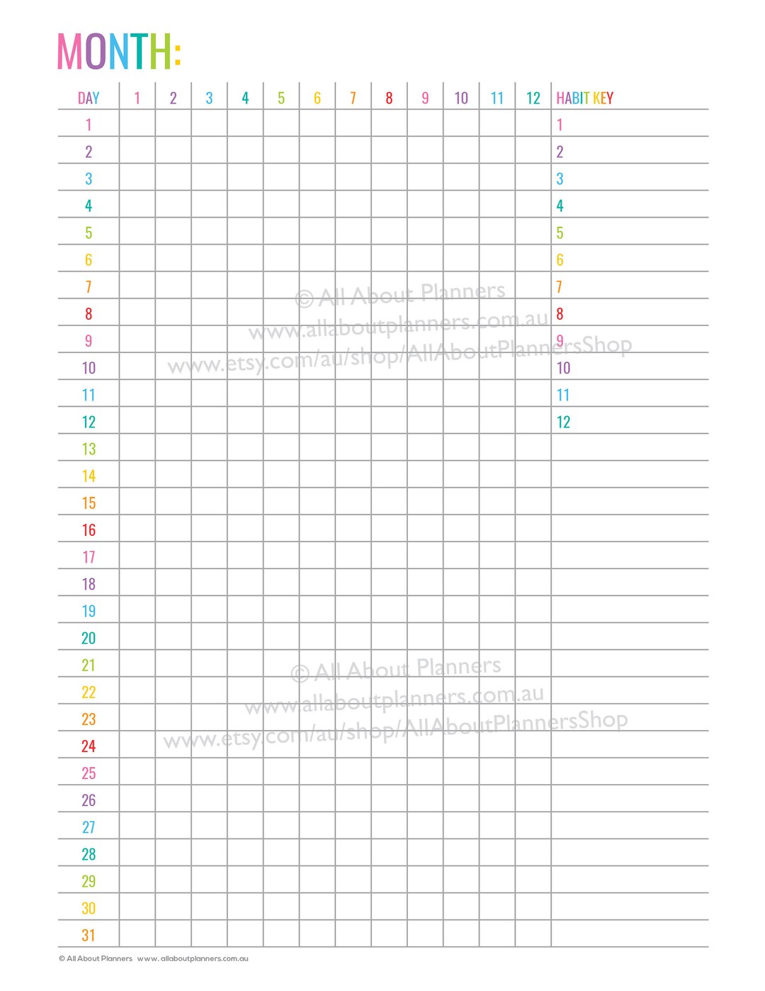 Monthly Habit Tracker Planner Printable to Do Editable Fillable Pdf ...