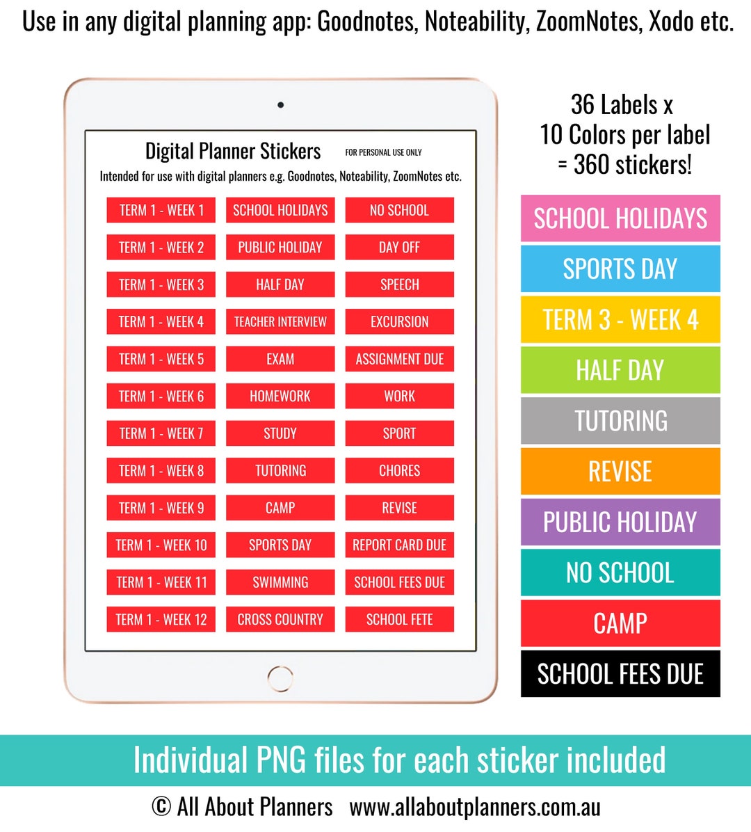 School Digital Planner Stickers College Study Labels Routine Exam ...