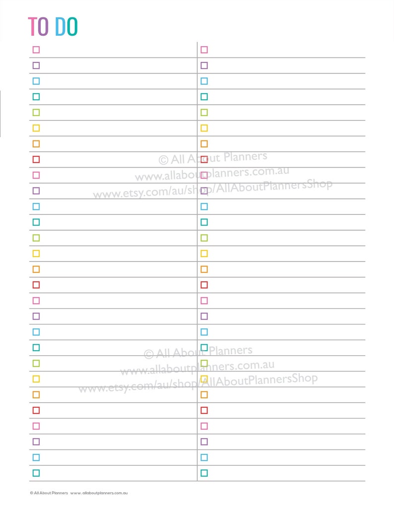 Checklist Editable Printable Planner Insert List Refill Travel | Etsy