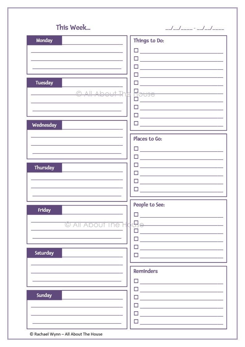 EDITABLE Printable Weekly Planner Time Management Product - Etsy