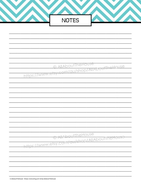 Note Paper Lined Undated Perpetual Printable Chevron Blue PDF - Etsy