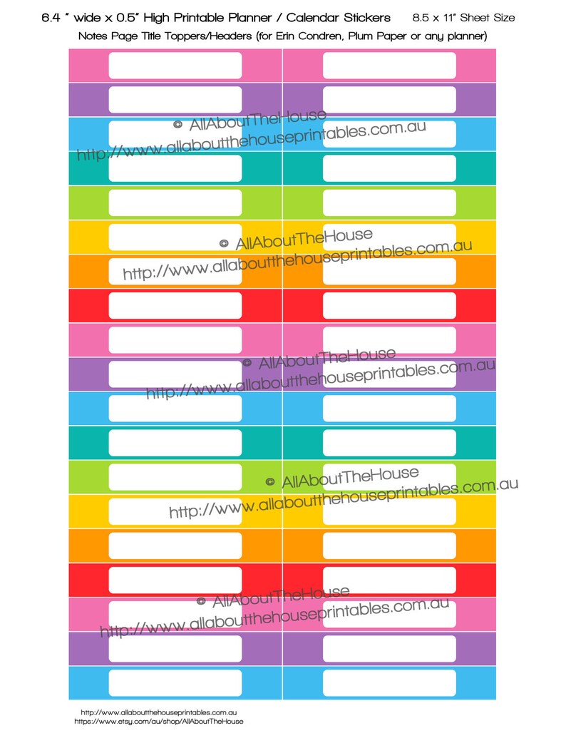 Notes Page Title Topper Header Planner Stickers Checklist Printable to ...