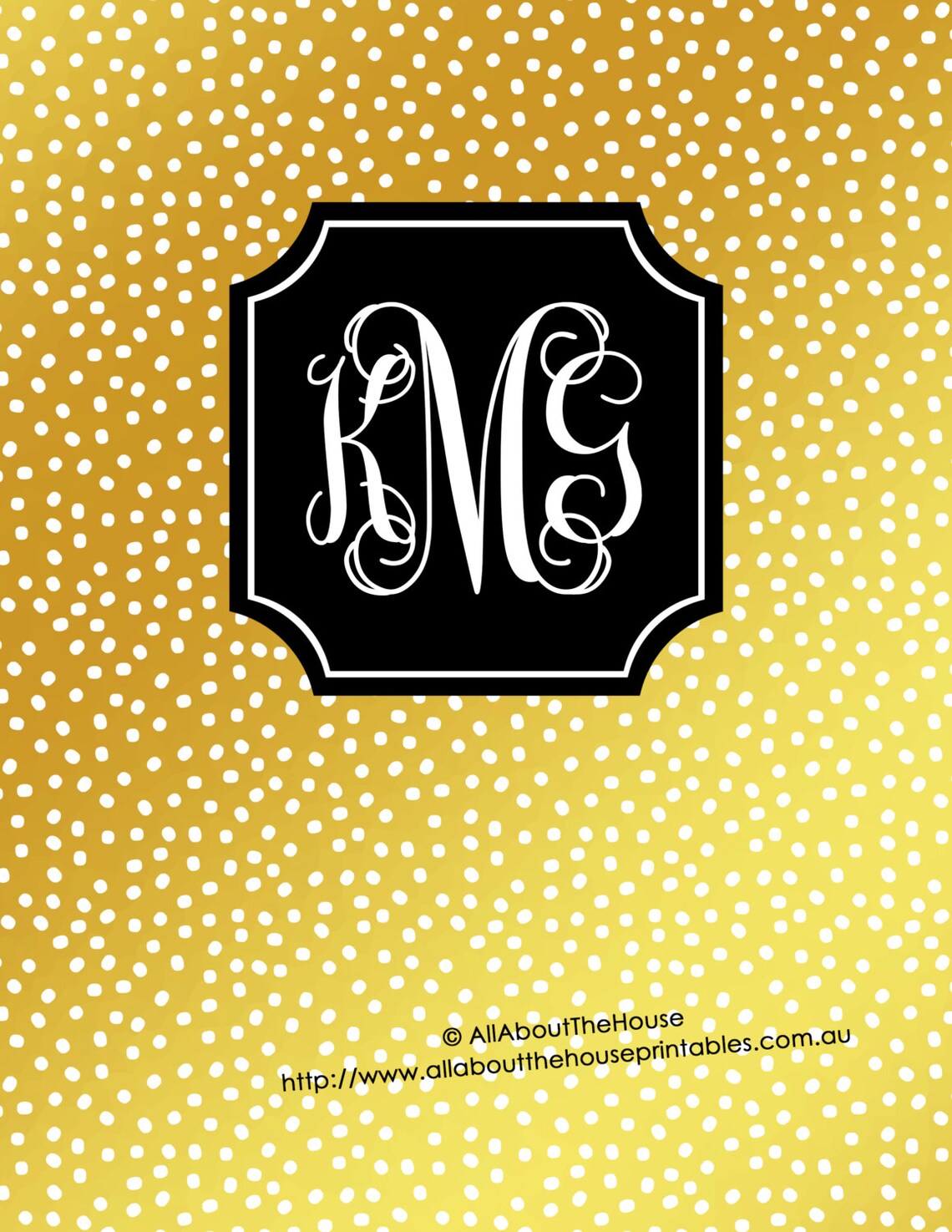 Binder Cover Gold and Black Monogram Spine Chevron Polka Dot Cheetah ...