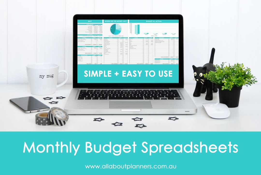 Monthly Budget Spreadsheets Income Expenses Tracking Debt Finance ...