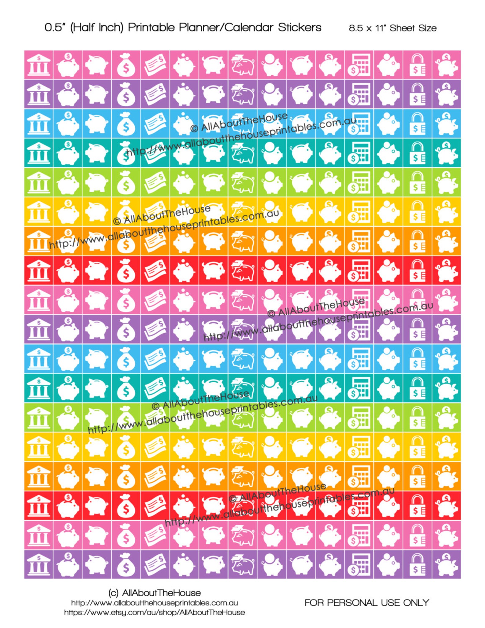 Money Planner Stickers Icon Bills Payday Mortgage Student Loan - Etsy ...