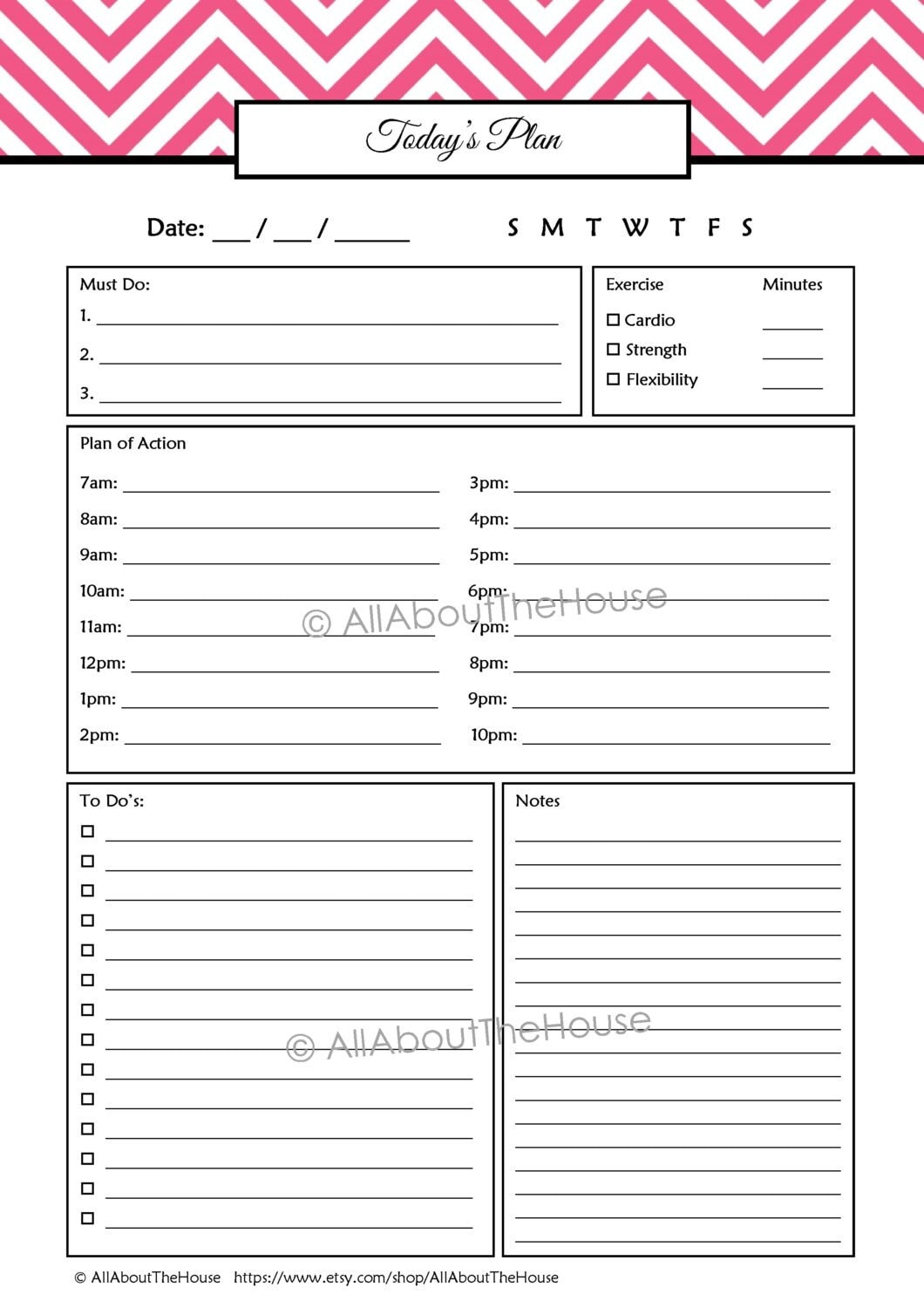 EDITABLE Printable Daily Planner 1 Page per Day Scheduling Layout ...