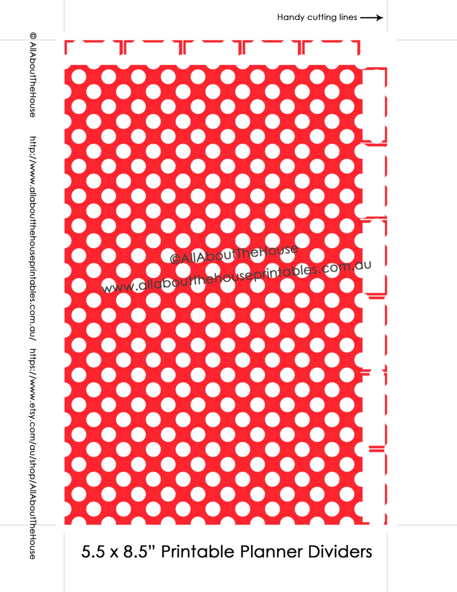 Planner Dividers Half Size Polka Dot Tabbed A5 Junior Arc - Etsy