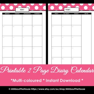 Calendar Printable Perpetual Polka Dot Calendar 2022 2023 Calendar 2 ...