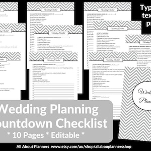 Wedding Checklist Countdown Printable Planner Editable Organization ...