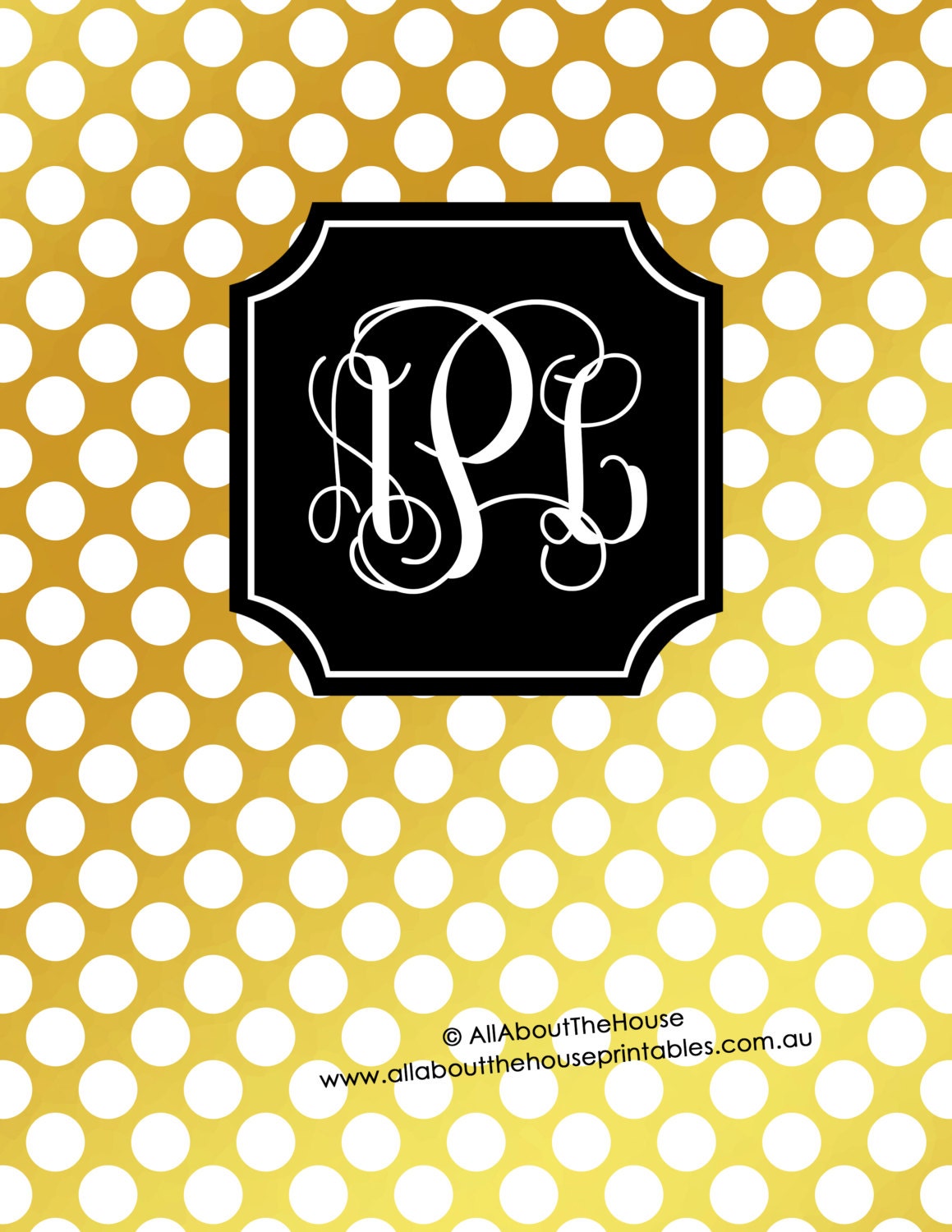Gold Monogram Binder Cover and Black Spine Chevron Polka Dot Ikat ...
