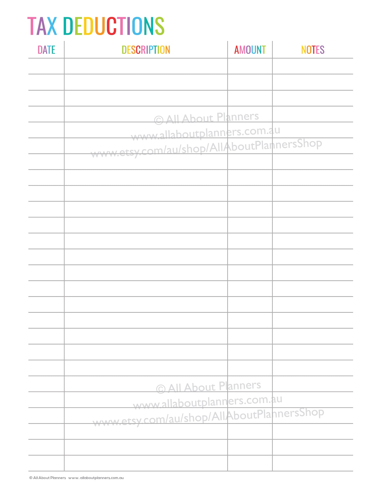 Tax Planner Printable Editable Bill Due Expenses Monthly | Etsy