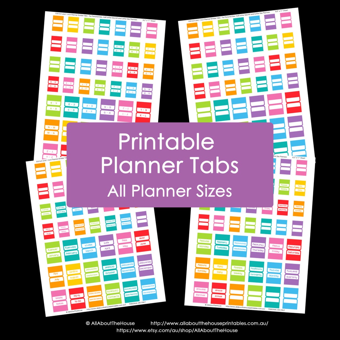 Planner Tabs Printable Foldable Months of the Year Color Coded Rainbow ...