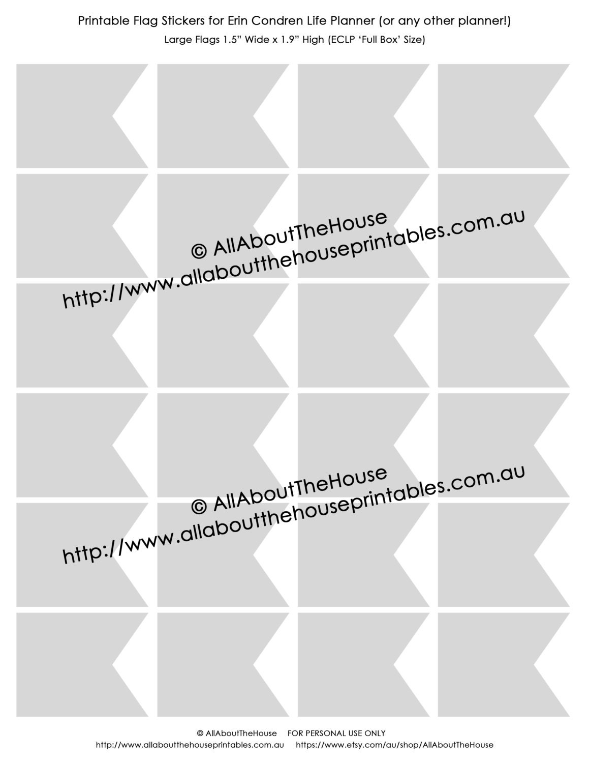 Printable Calendar / Planner Stickers Flags for Erin Condren | Etsy ...