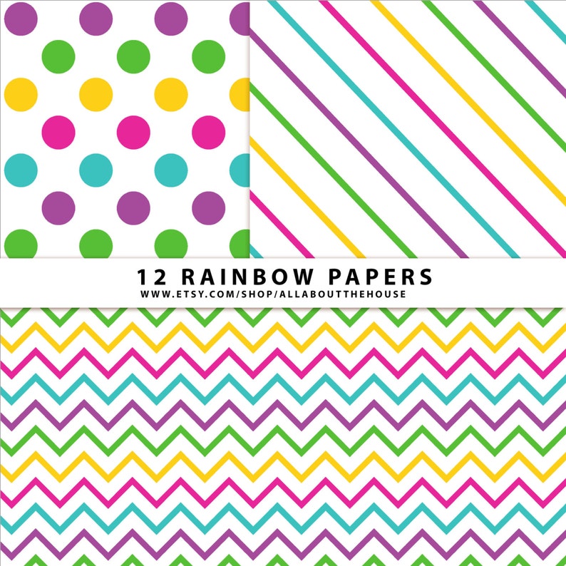 Rainbow Digital Paper 12 X 12 Commercial and - Etsy