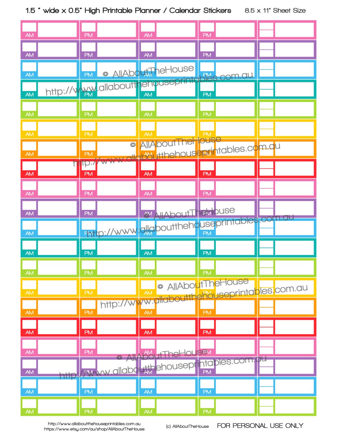 Start End Time Appointment Planner Stickers Printable Study School Work ...