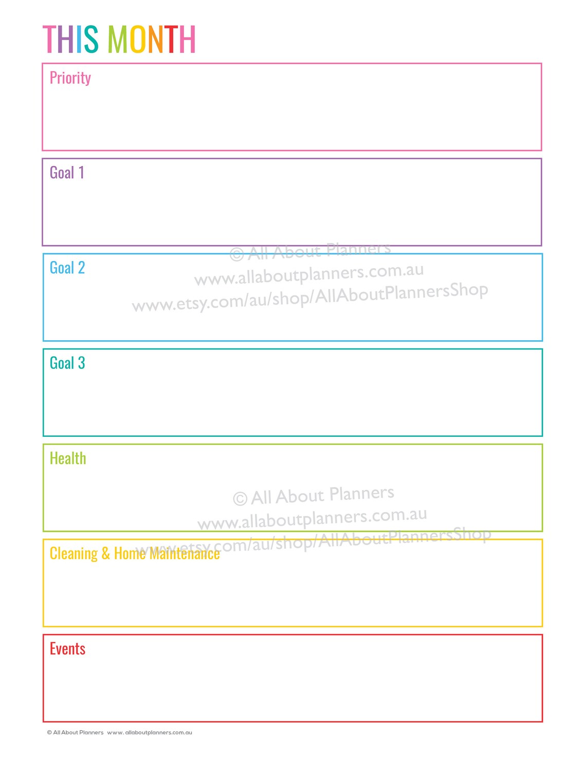 Monthly Planning Printable Goal Worksheet Overview Insert Editable ...