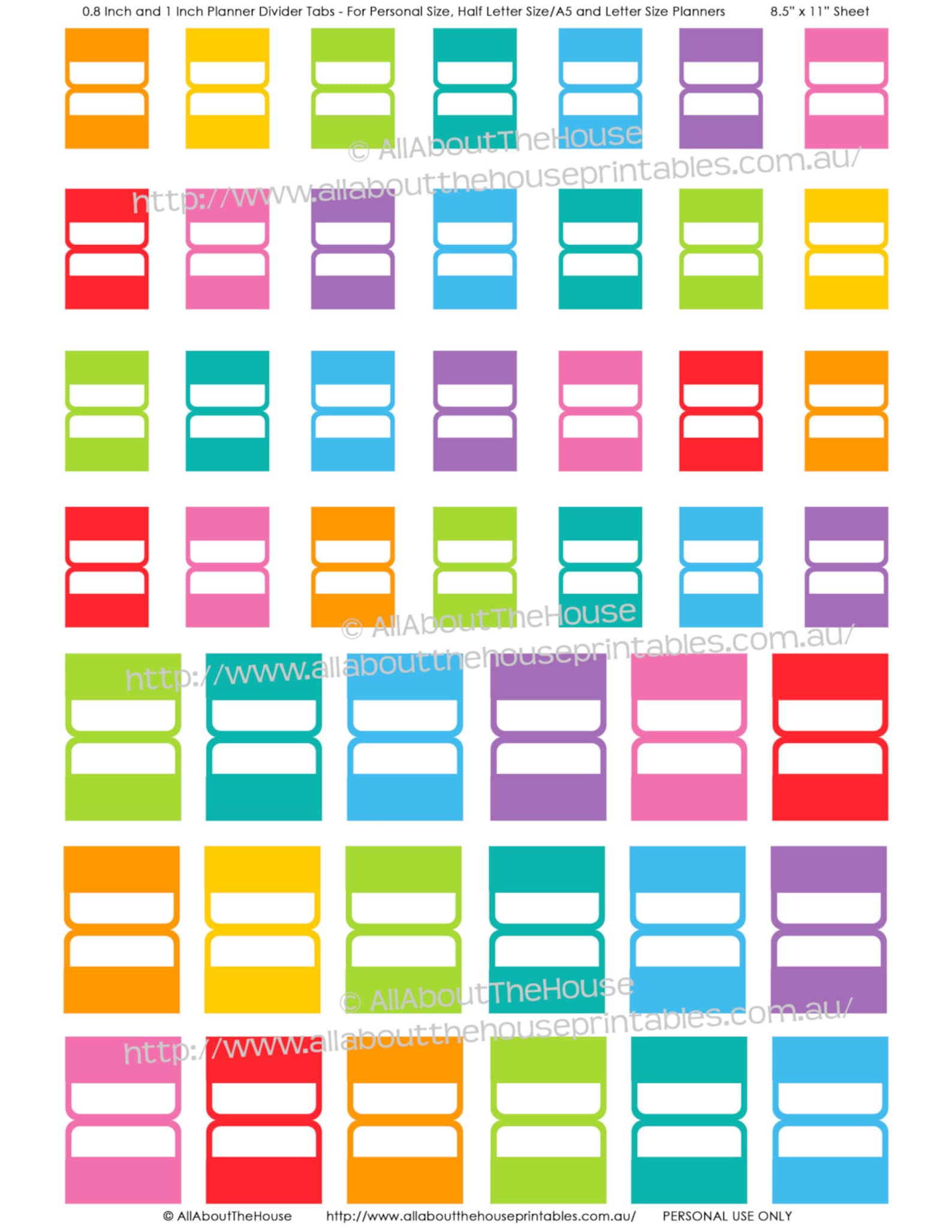 Planner Tabs Printable Daily Planner Rainbow Add on Agenda - Etsy