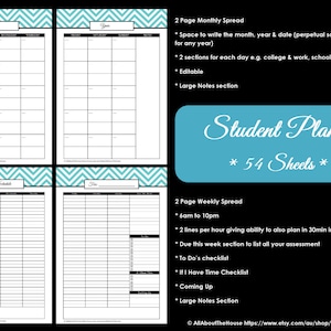 LIGHT BLUE EDITABLE Student Planner Printable College Planner High ...